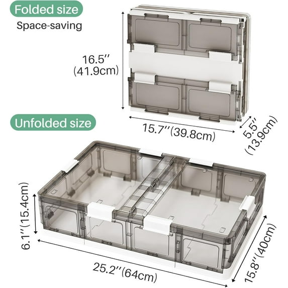 2 Pack Plastic Under Bed Storage Bins with Lids and 8 Pre-installed ...