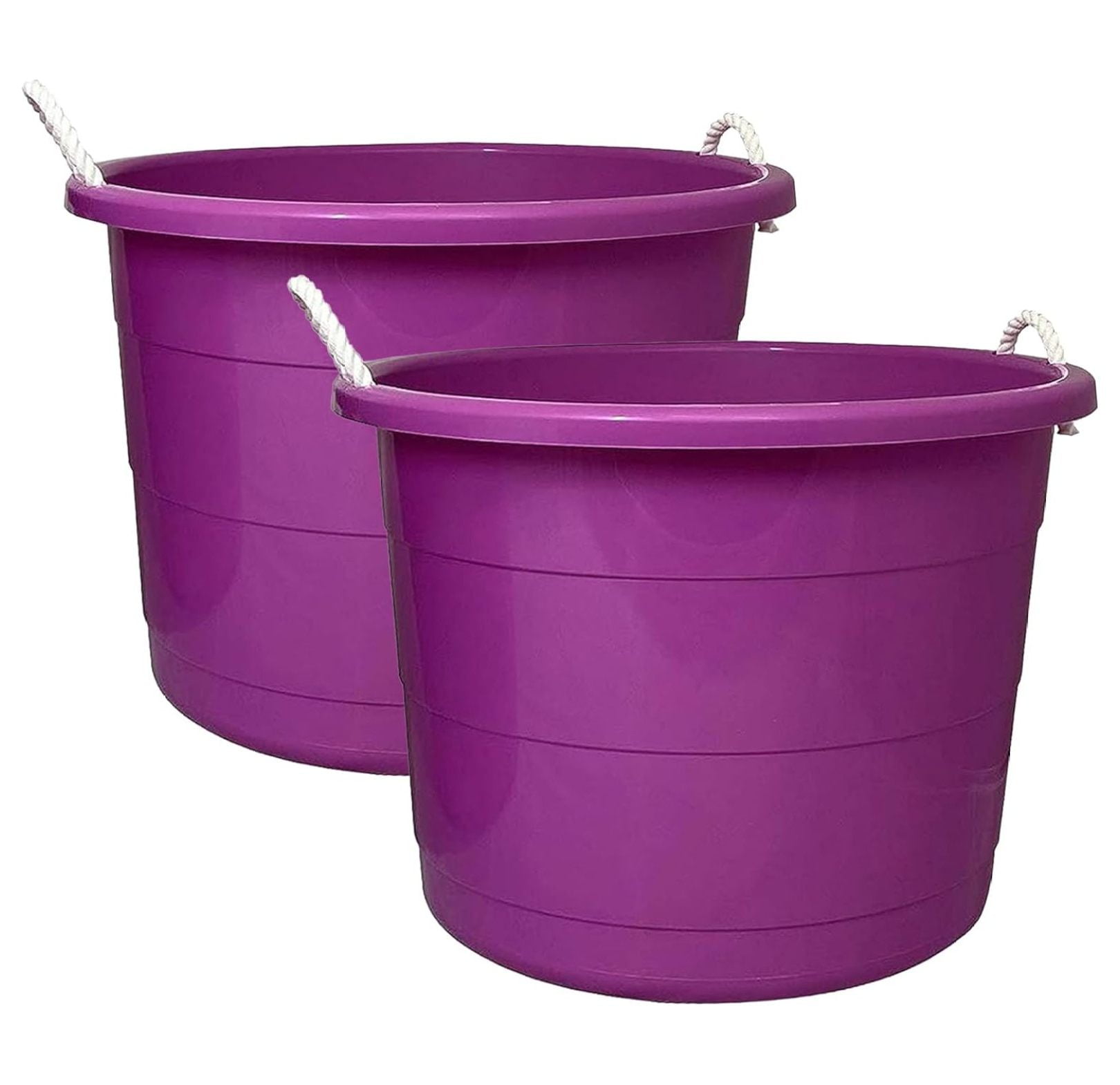 2 Pack Plastic Buckets, Round Tub w/Rope Handles, 17 Gallon, Orchid ...