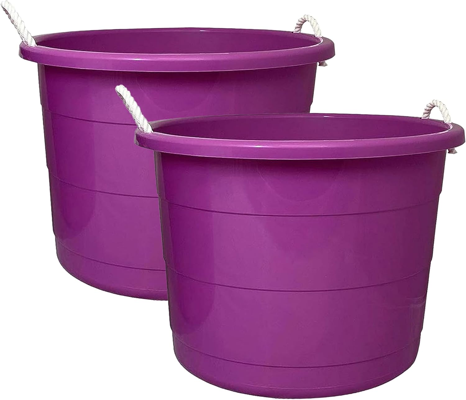 2 Pack Plastic Buckets, Round Tub w/Rope Handles, 17 Gallon, Orchid ...