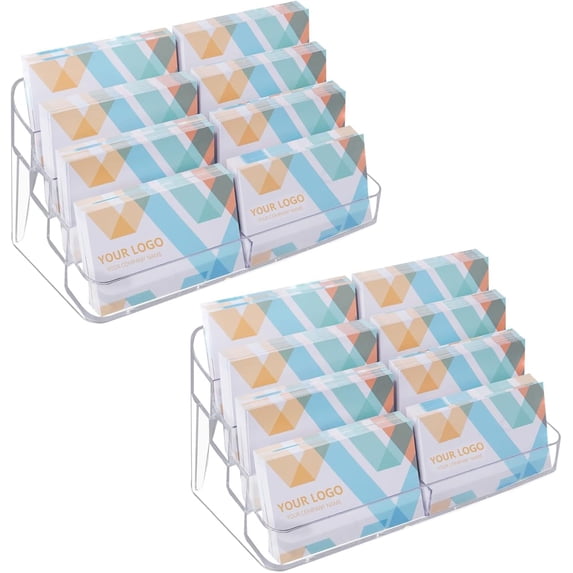 2 Pack Plastic Business Card Holder for Desk, Clear Acrylic Business ...