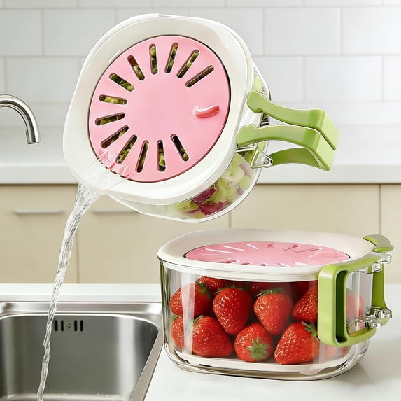 2-Pack Plastic Colander Strainer with Adjustable Vent Lid, Fridge ...