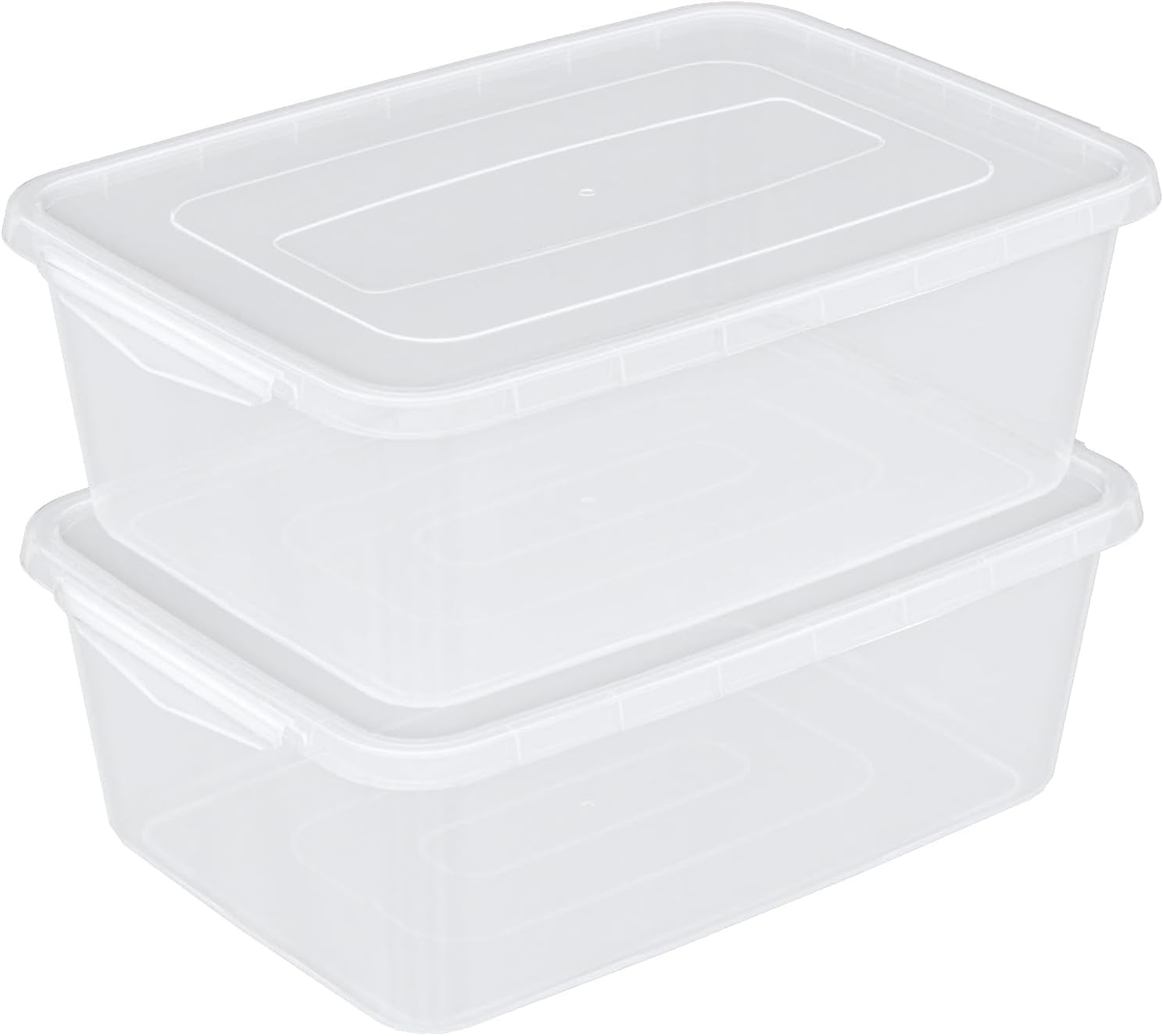 2-Pack Plastic Containers Box with Latching Lid, Stackable Nestable ...