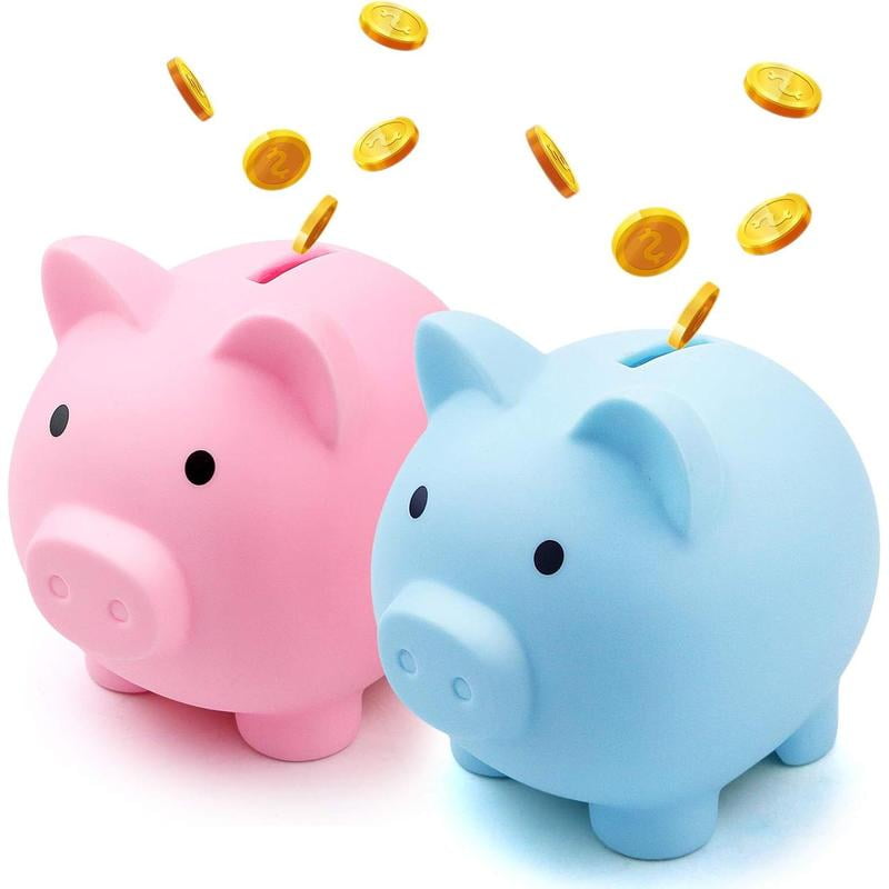 2 Pack Plastic Cute Pig Money Bank,Unbreakable Piggy Saving Money Box ...