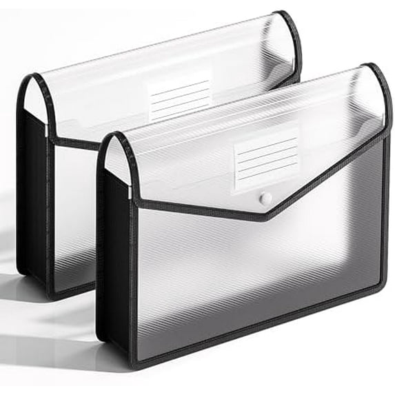 2 Pack Plastic Expanding File Folder, Transparent envelopes with Snap ...