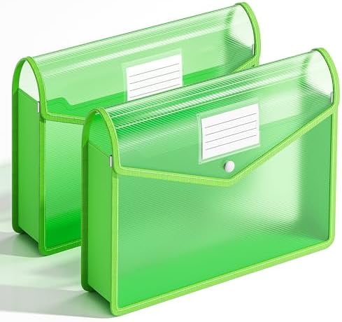2 Pack Plastic Expanding File Folder, Transparent envelopes with Snap ...