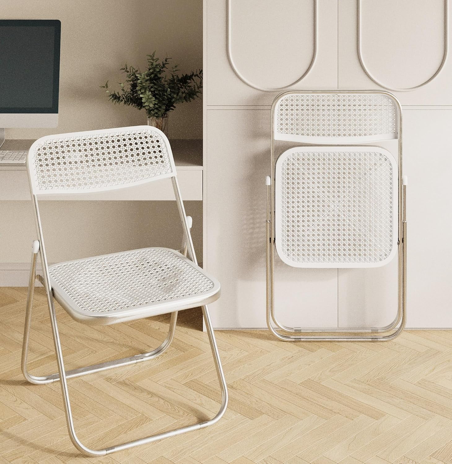 2 Pack Plastic Folding Chair Foldable Portable Plastic Chair, Outdoor ...