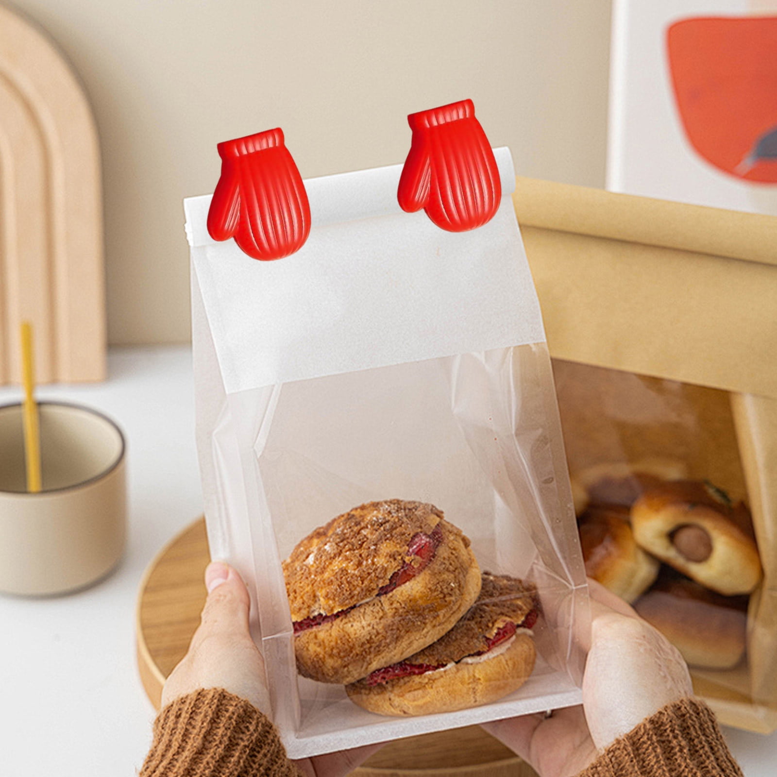 2-Pack Plastic Food Bag Sealing Clips - Glove Shaped Snack Bag Clips ...