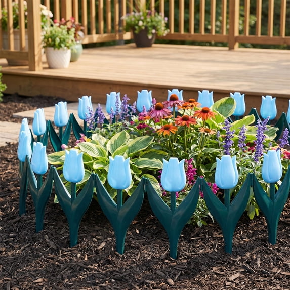 2 Pack Plastic Garden Edging Border Modular Weatherproof Flexible Fence ...