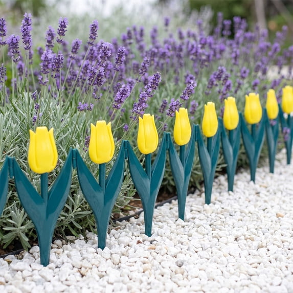 2 Pack Plastic Garden Edging Border Modular Weatherproof Flexible Fence ...