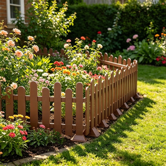 2 Pack Plastic Garden Fence with Base, Mini Picket Fence for Lawn ...