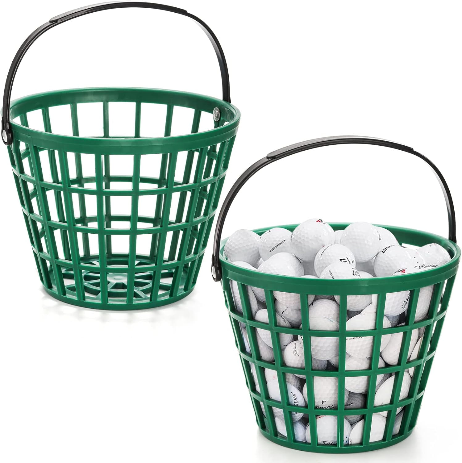 2 Pack Plastic Golf Ball Basket, Golfball Container Ball Bucket with ...