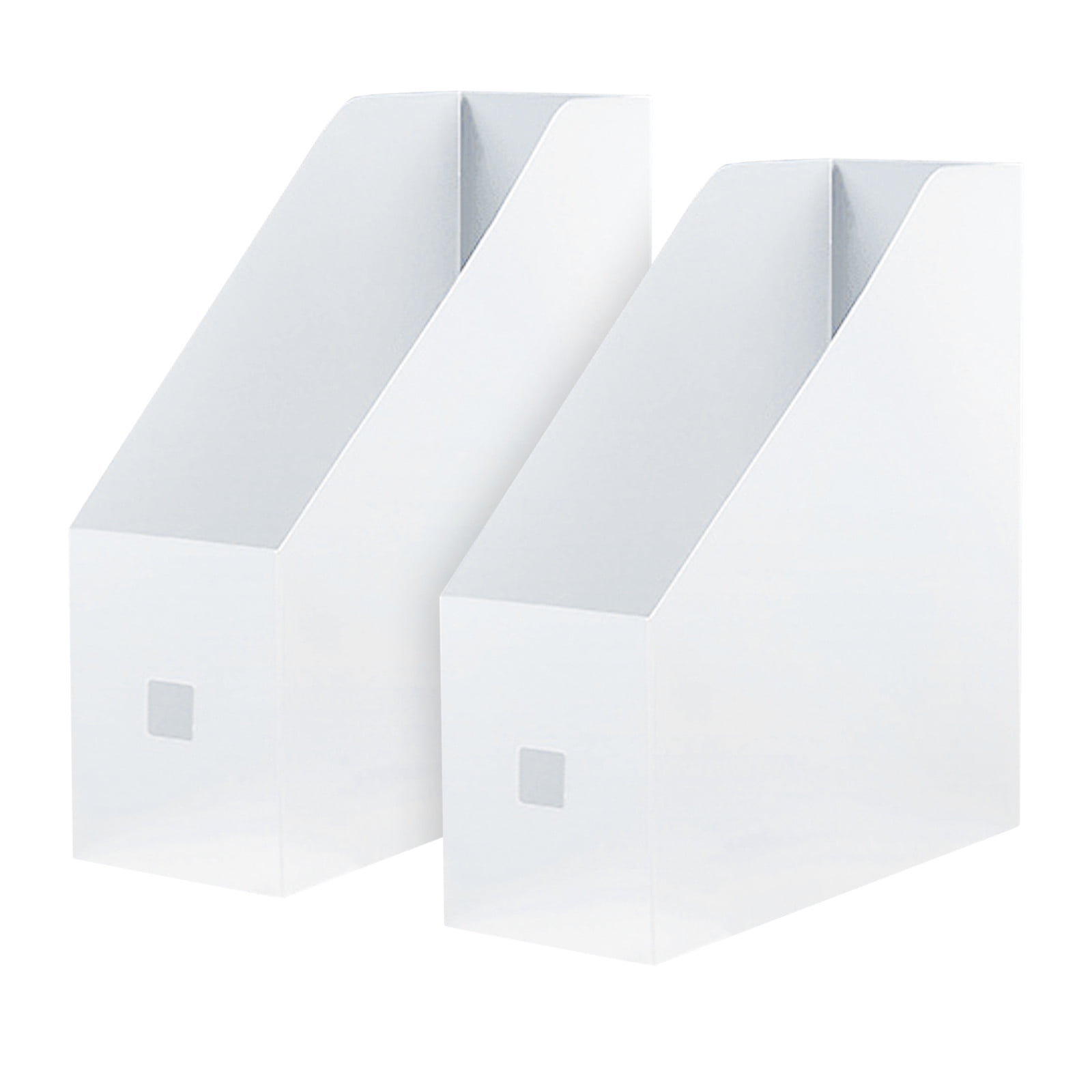 2 Pack Magazine File Holders - White Vertical Document Organizer Box ...