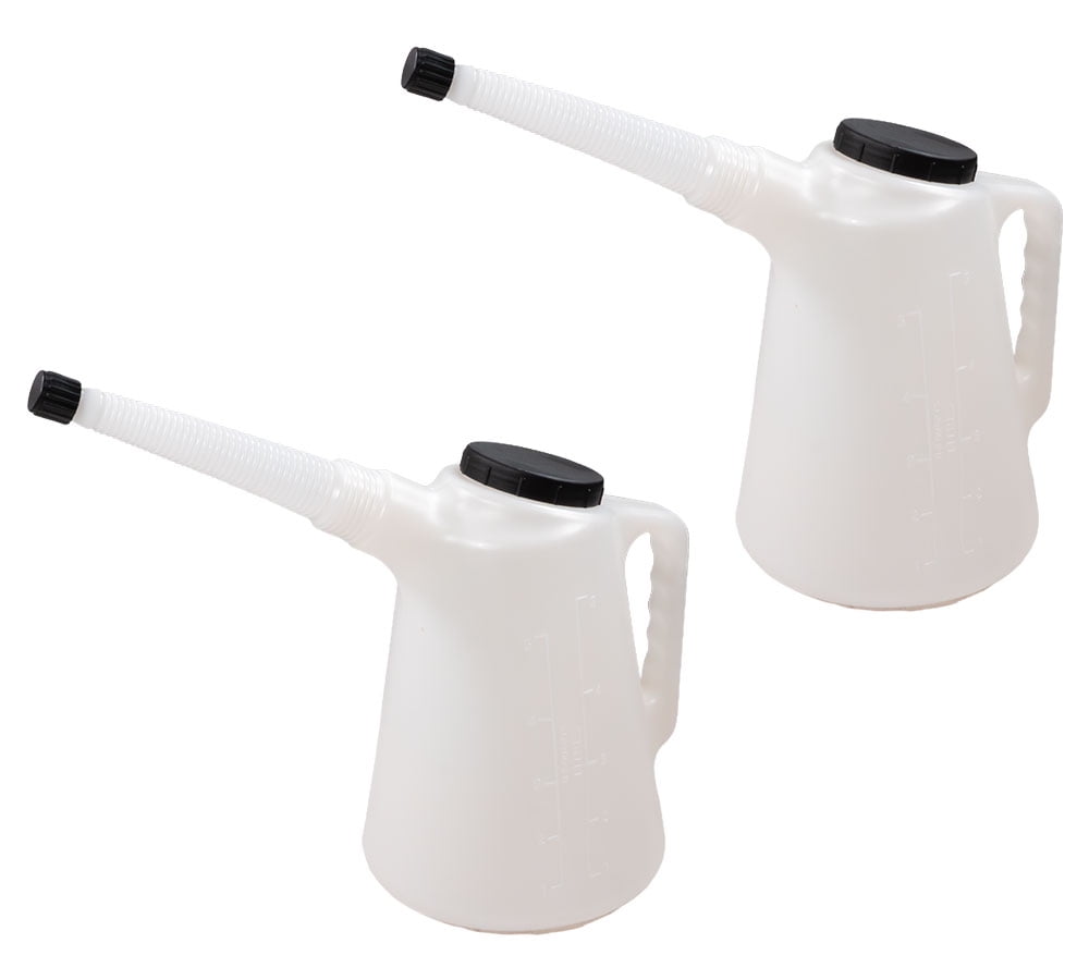 2 Pack Plastic Measuring Container with Flex Spout for Oil & Petroleum ...