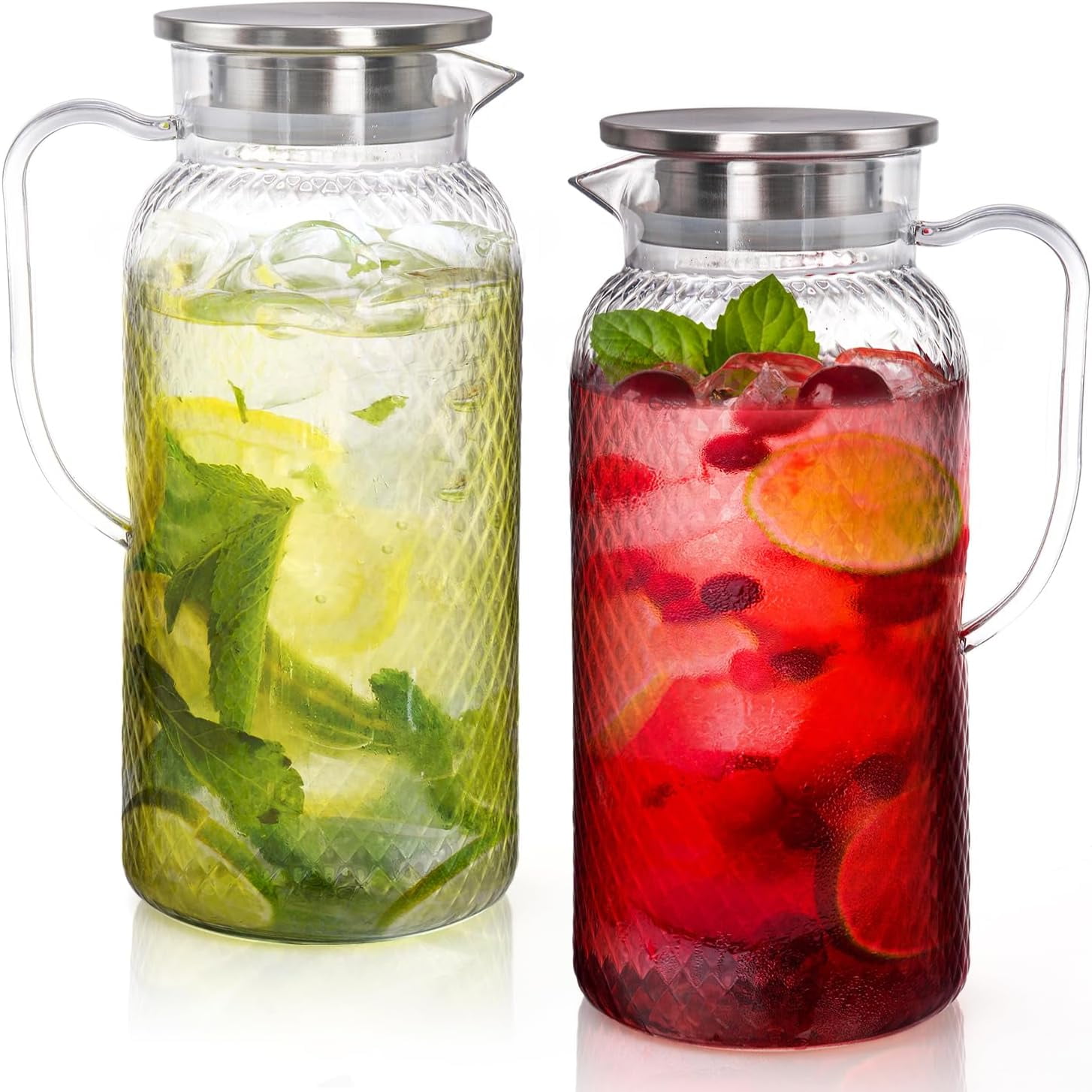 2 Pack Plastic Pitcher 68 Oz, Clear Pitcher with Lid, Water Jug for ...