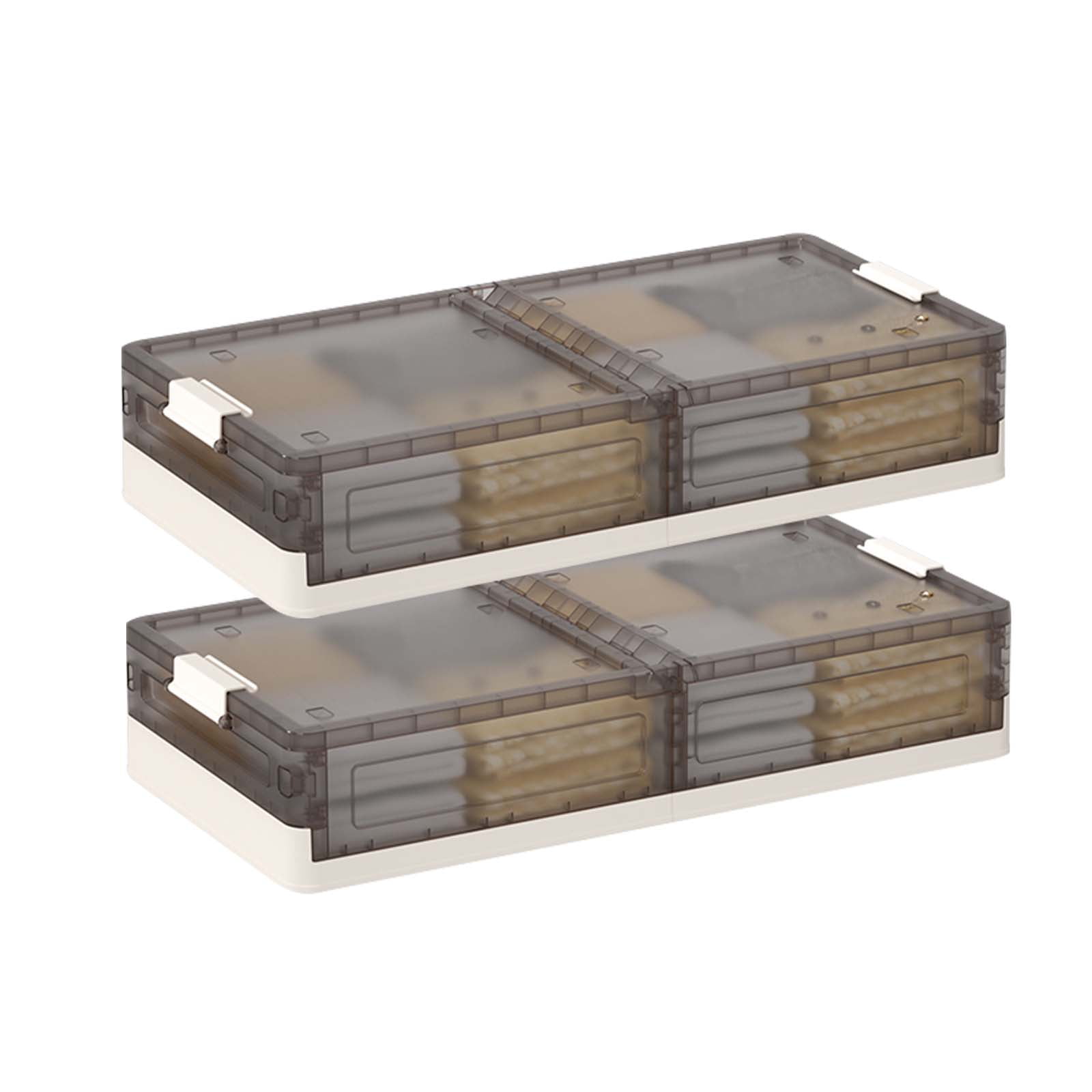 2 Pack Plastic Plastic Home Clothes Storage Box Bedroom Foldable Pulley ...