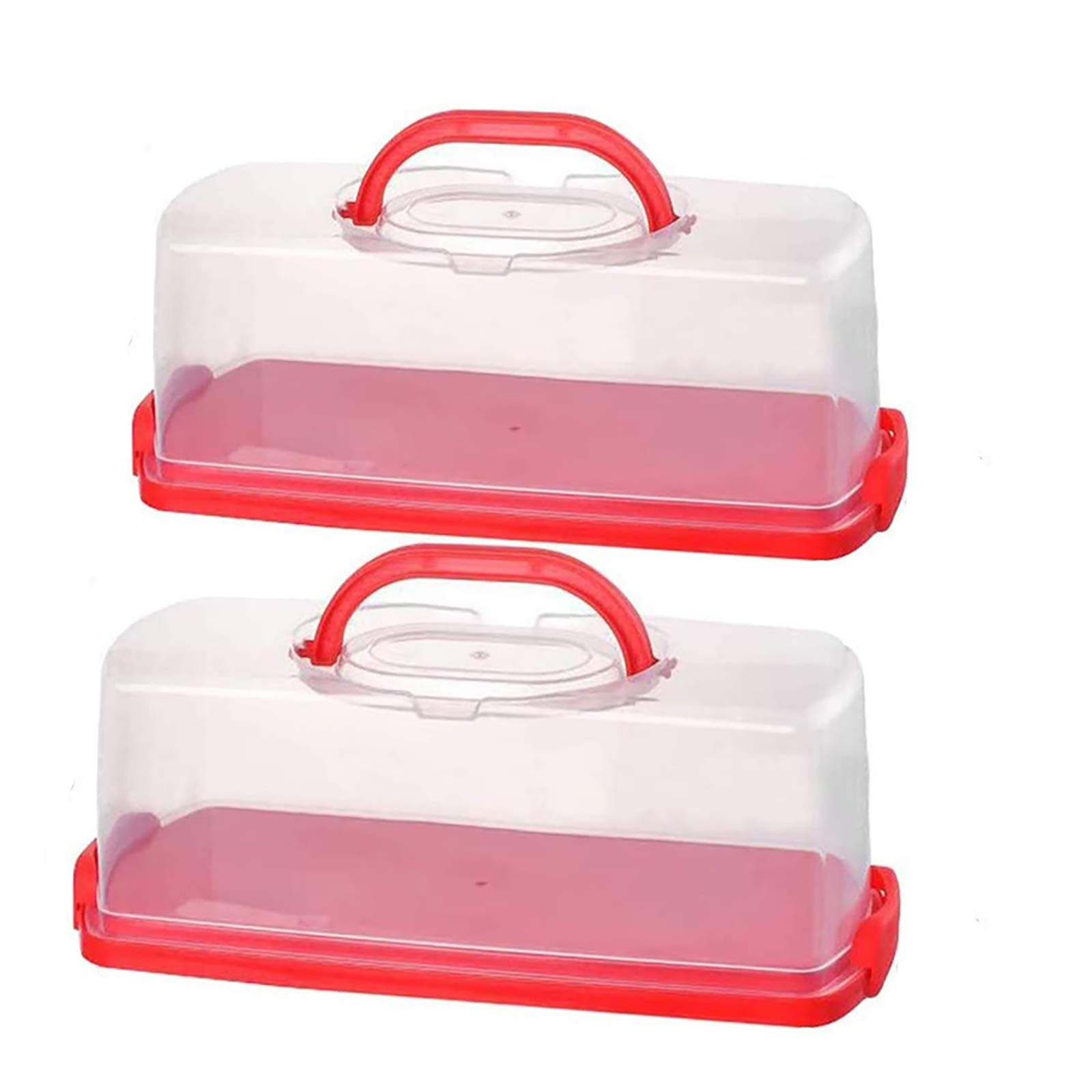 2 Pack Plastic Rectangular Loaf Cake Storage Container,Bread Keeper for ...