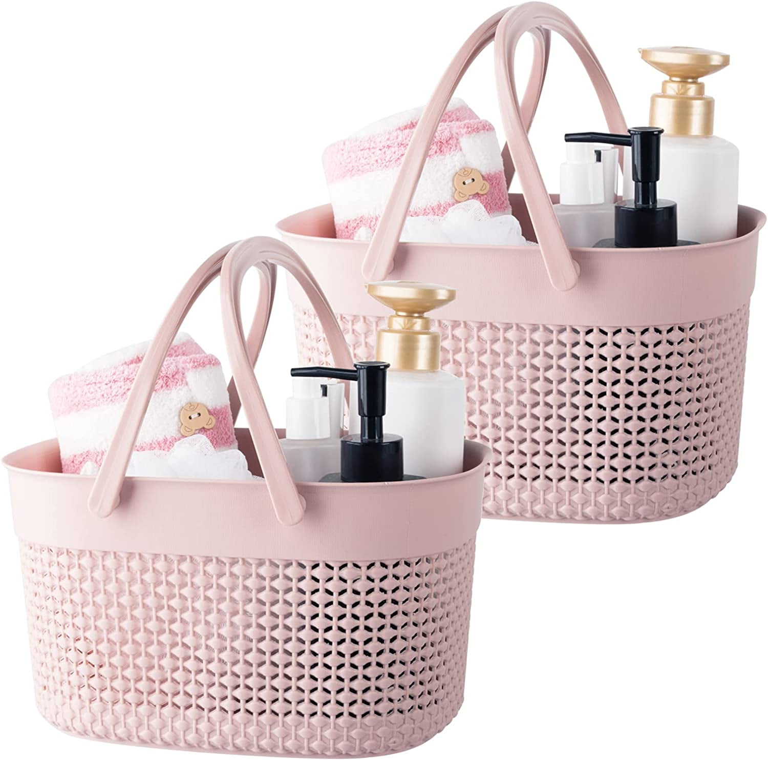 2 Pack Plastic Shower Caddy Basket, Portable Organizer Storage Tote ...