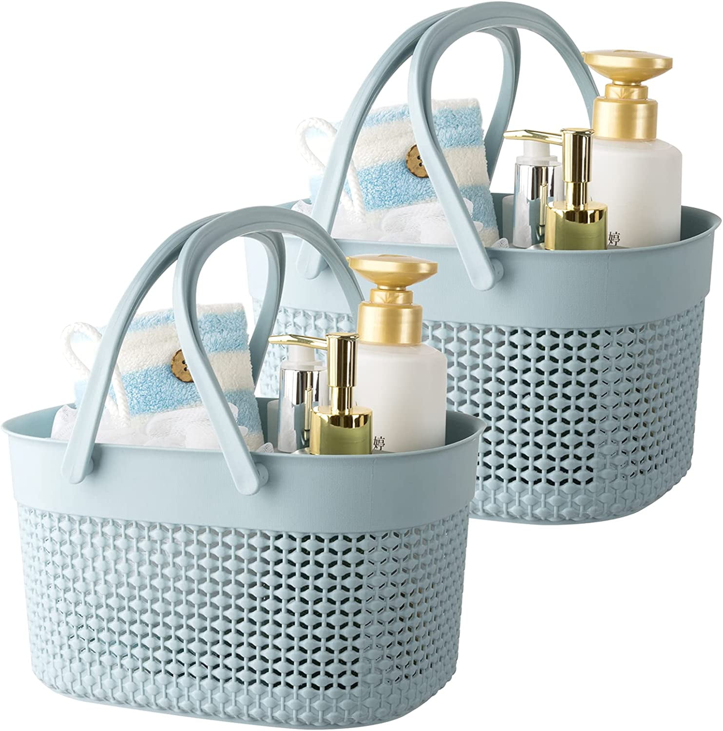 2 Pack Plastic Shower Caddy Basket, Portable Organizer Storage Tote ...