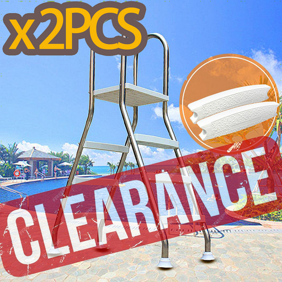 2 Pack Plastic Steel Swimming Pool Ladder Steps with Pool Ladder ...