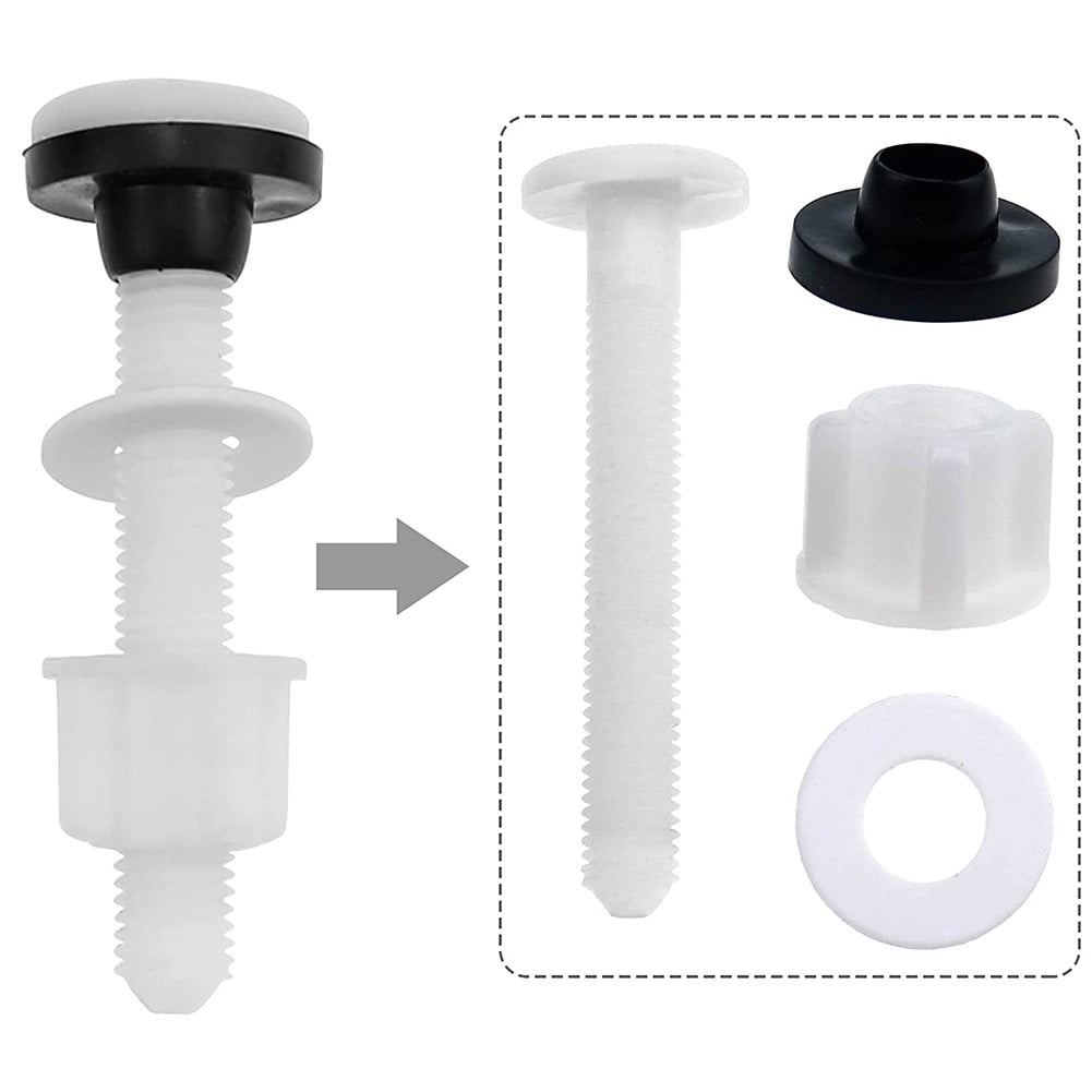 2 Pack Plastic Toilet Hinge Close Coupling Bolts And Nuts With Washers ...