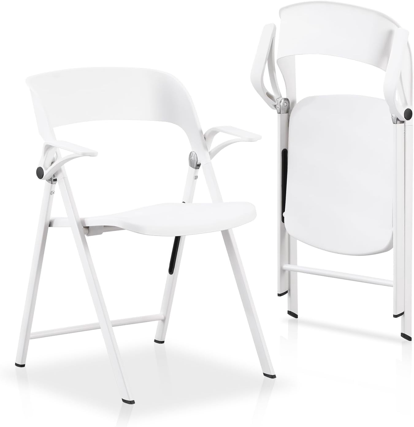 2 Pack Plastic with Armrest Heavy Duty Foldable Chairs with Steel Frame ...