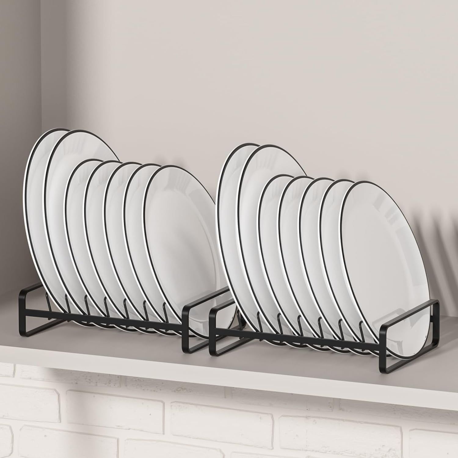2 Pack Plate Holders Organizers 8 Slots Upright Cabinet Dish Drying ...