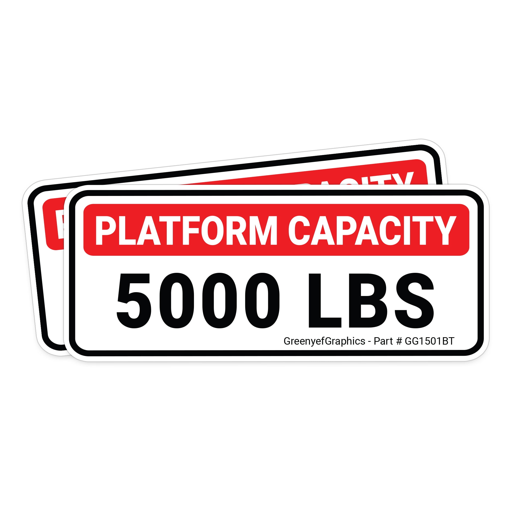 (2 Pack) Platform Capacity Sticker 5000 lbs (2268 kg) (Size: 5″ x 2 ...