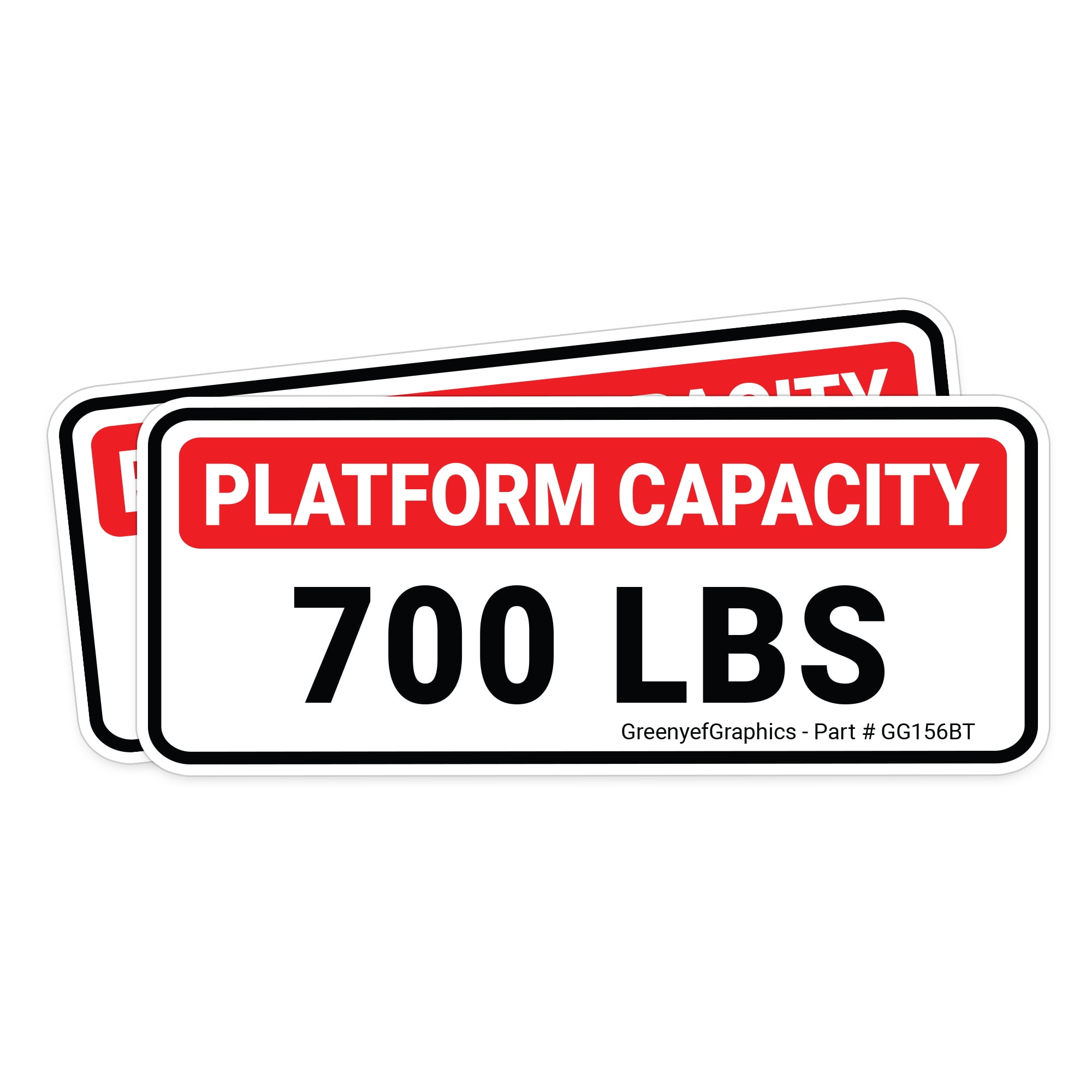 (2 Pack) Platform Capacity Sticker 700 lbs (318 kg) (Size: 5″ x 2 ...