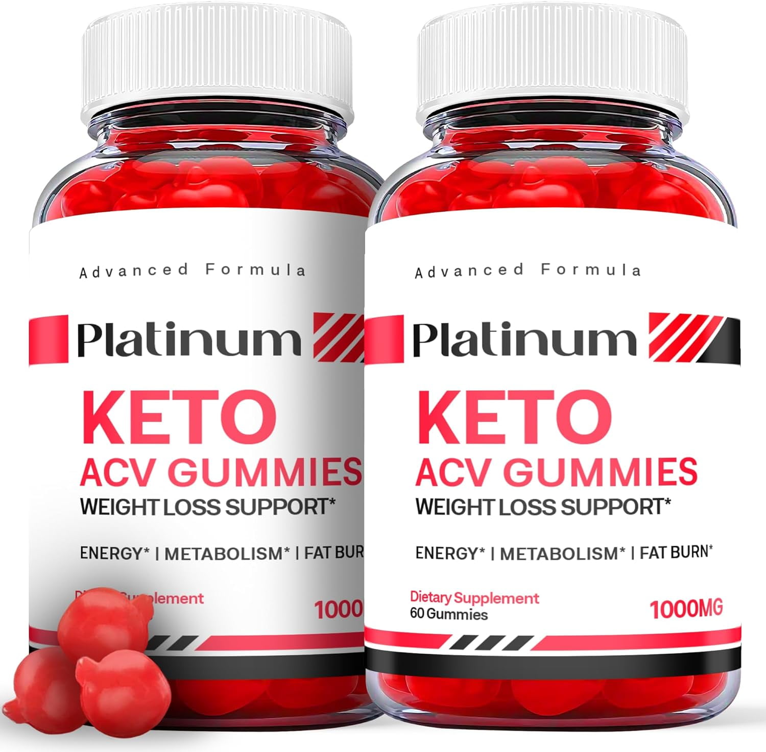 (2 Pack) Platinum Keto ACV Gummies - Apple Cider Vinegar Supplement for ...