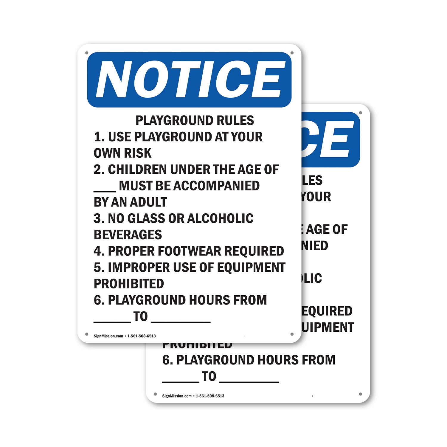 (2 Pack) Playground Rules 1. Use Playground OSHA Notice Sign 18 Inch X ...