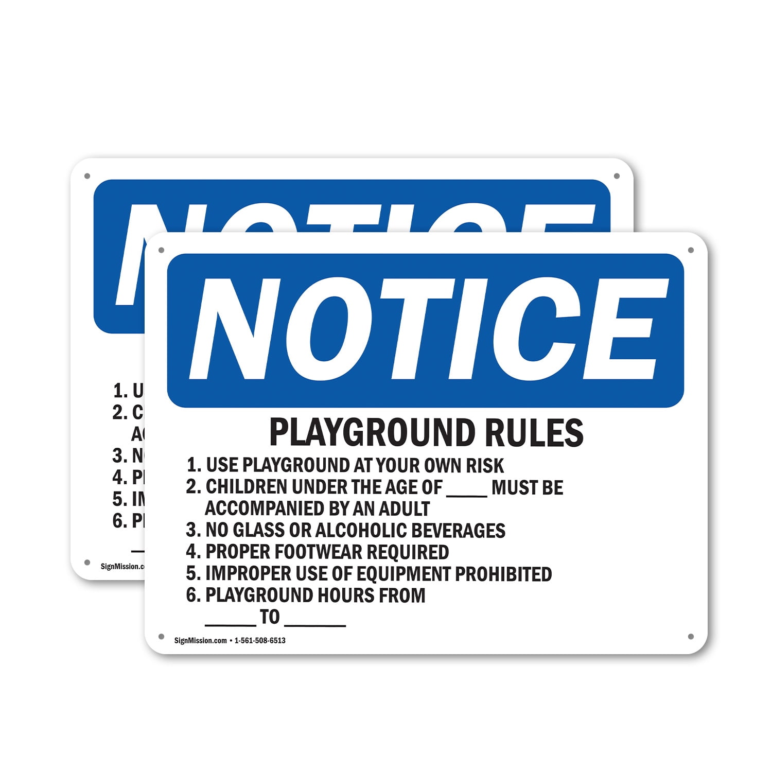 (2 Pack) Playground Rules 1. Use Playground At Your OSHA Notice Sign 24 ...