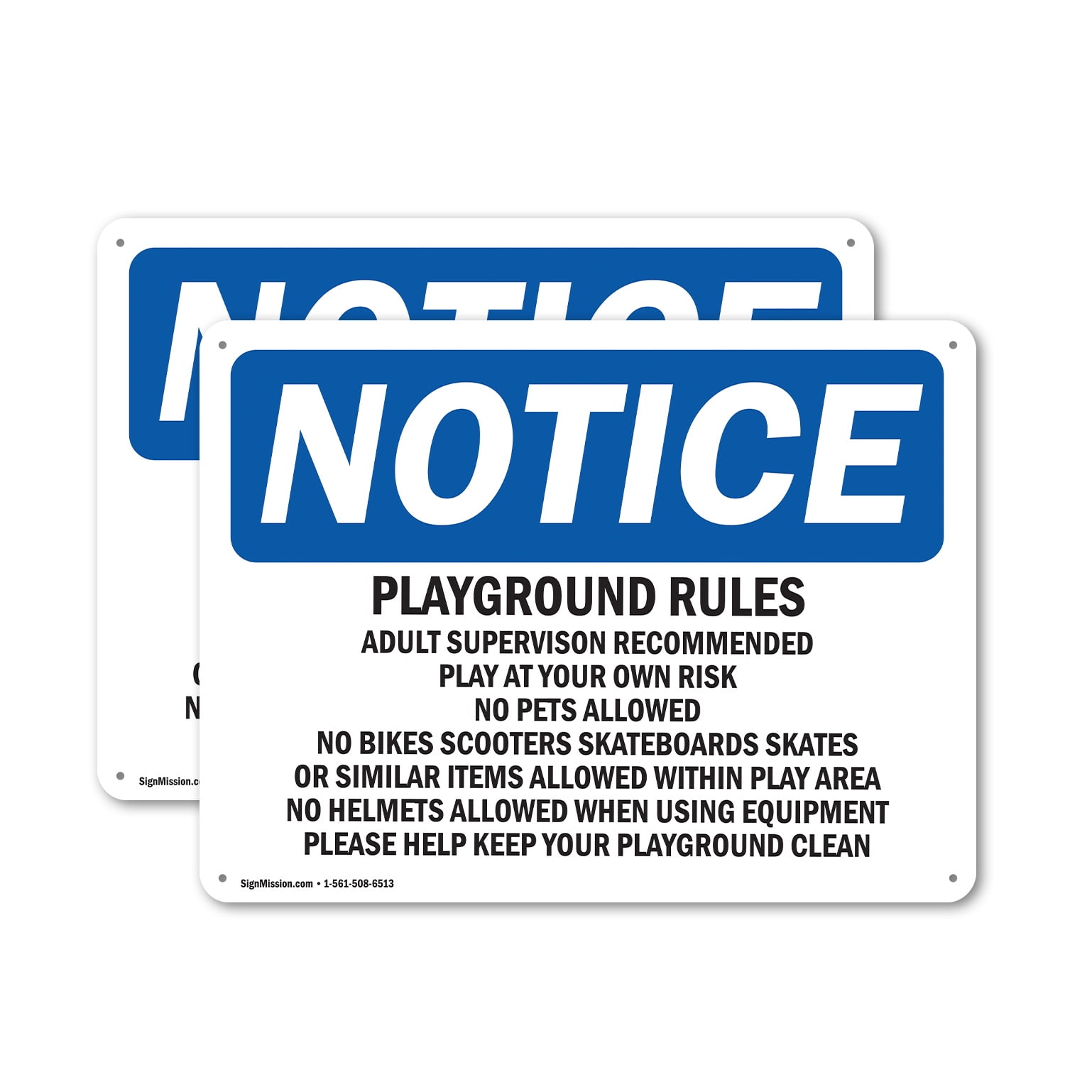 (2 Pack) Playground Rules Adult Supervision Recommended OSHA Notice ...