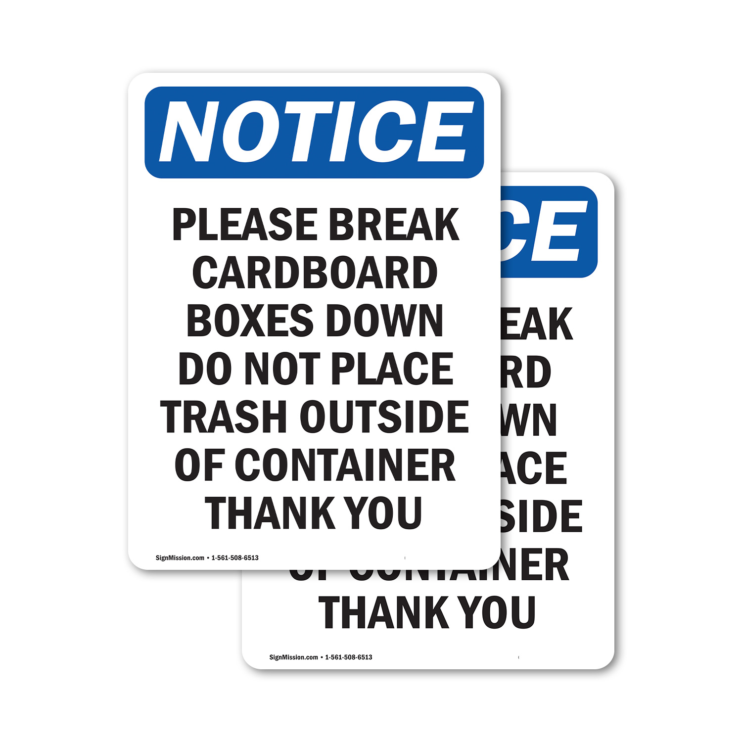 (2 Pack) Please Break Cardboard Boxes Down OSHA Notice Sign 5 Inch X 3. ...