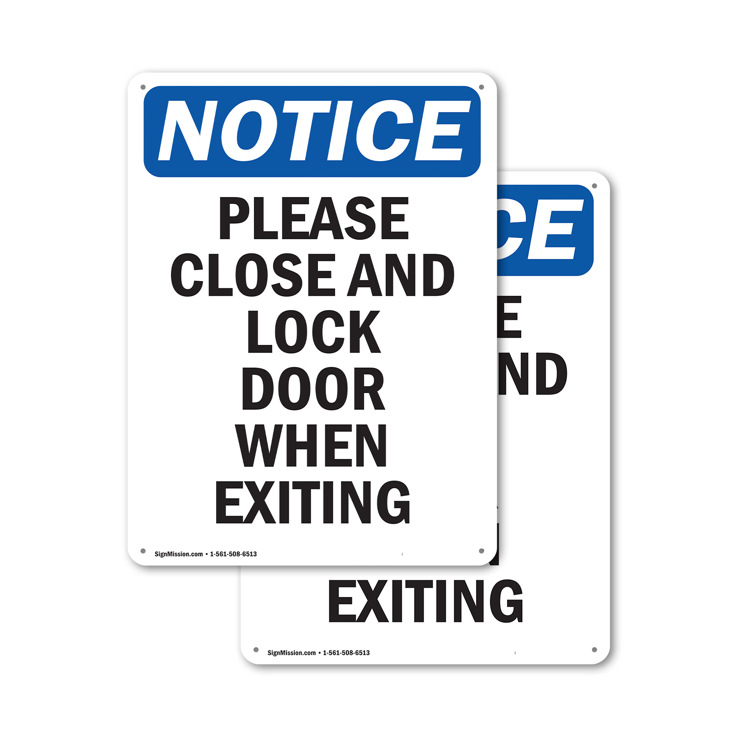 (2 Pack) Please Close And Lock Door When Exiting OSHA Notice Sign 10 ...
