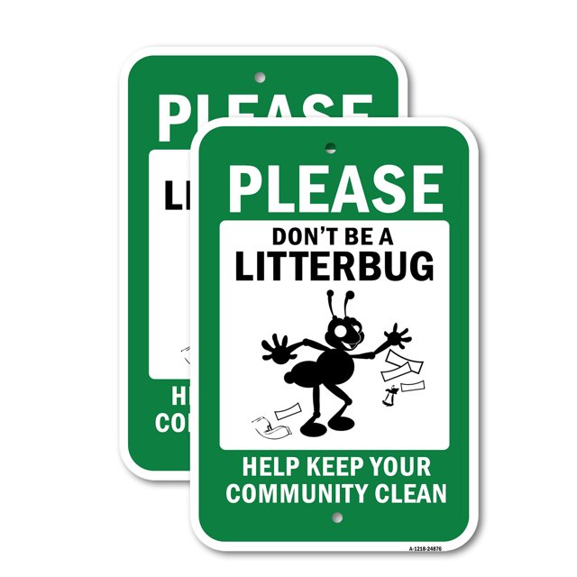 (2 Pack) Please Don't Litter Help Keep Your Community Clean | 18" X 24 ...