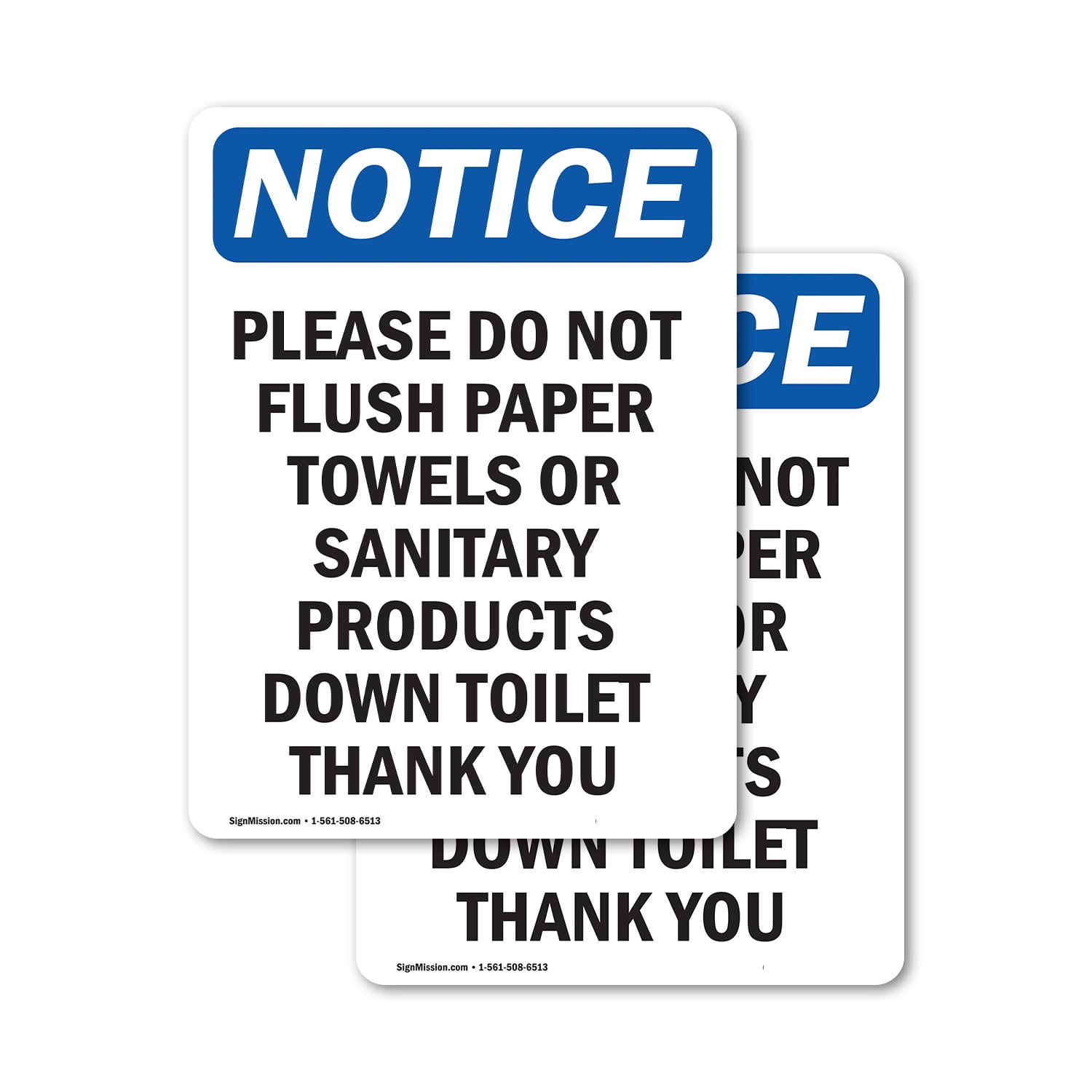 (2 Pack) Please Do Not Flush Paper Towels OSHA Notice Sign 5 Inch X 7 ...