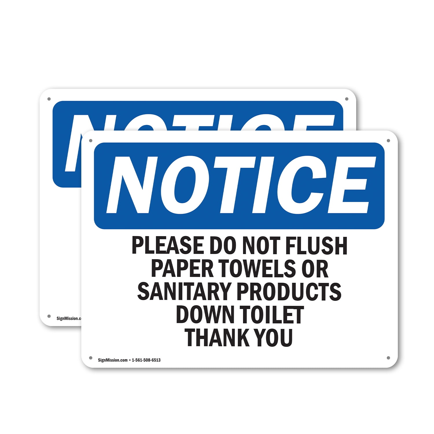 (2 Pack) Please Do Not Flush Paper Towels Or Sanitary OSHA Notice Sign ...