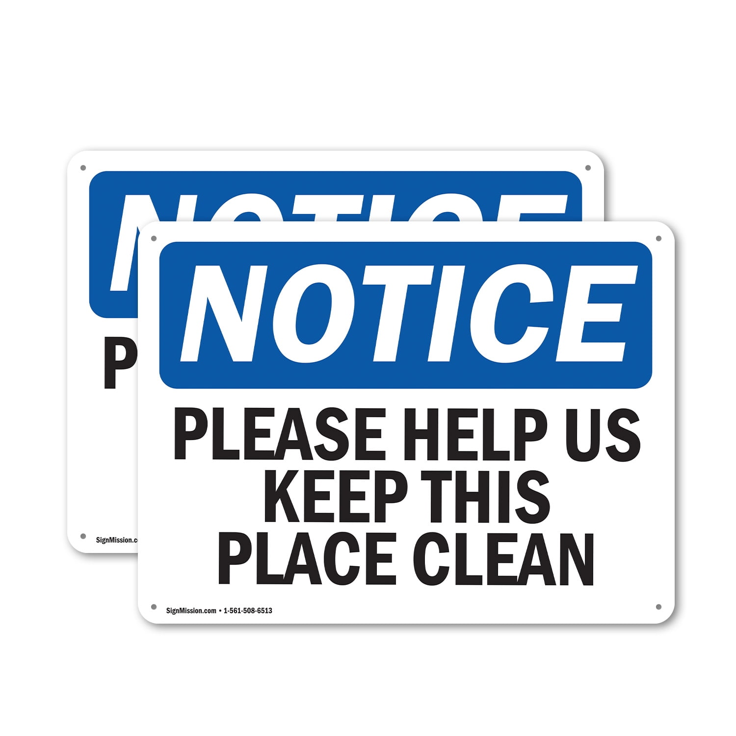 (2 Pack) Please Help Us Keep This Place Clean OSHA Notice Sign 24 Inch ...