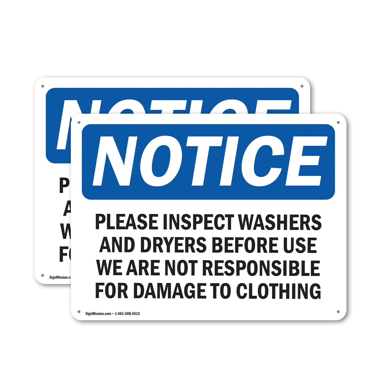 (2 Pack) Please Inspect Washers And Dryers Before OSHA Notice Sign 14 ...