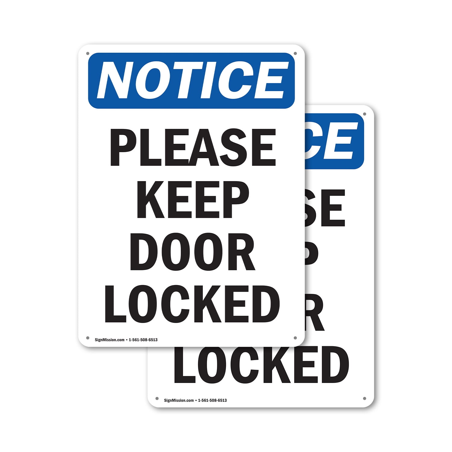 (2 Pack) Please Keep Door Locked OSHA Notice Sign 7 Inch X 10 Inch ...