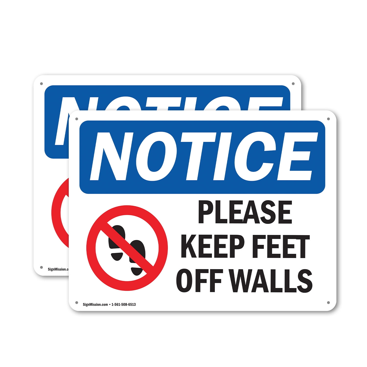 (2 Pack) Please Keep Feet Off Walls OSHA Notice Sign 10 Inch X 7 Inch ...