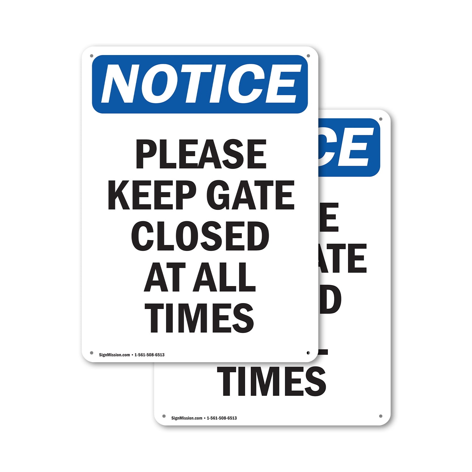 (2 Pack) Please Keep Gate Closed At All Times OSHA Notice Sign 12 Inch ...