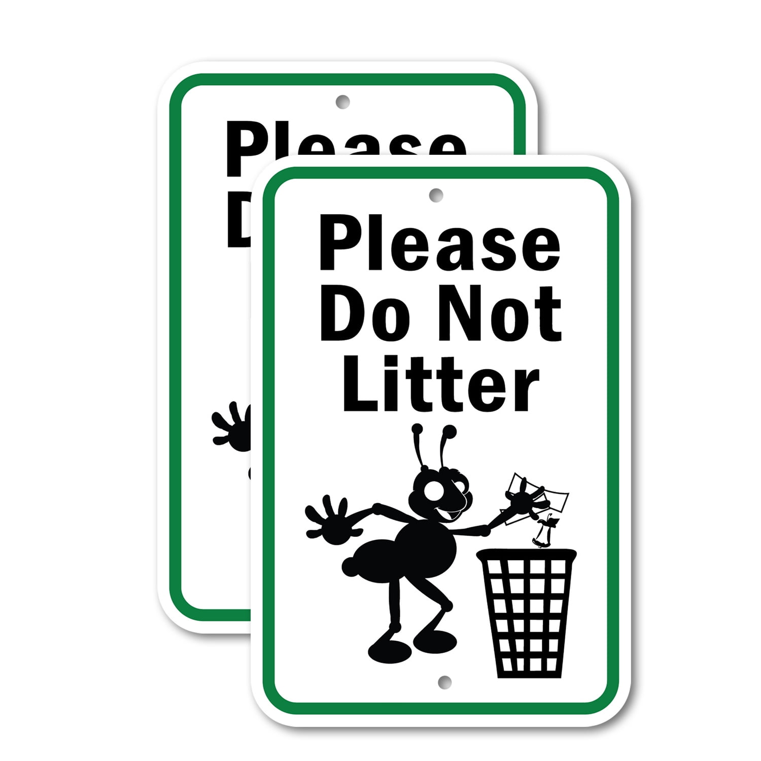 (2 Pack) Please Do Not Litter | 12" X 18" Heavy-Gauge Aluminum Sign | Rust Free Aluminum ...