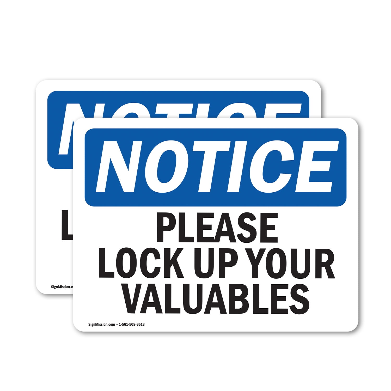 (2 Pack) Please Lock Up Your Valuables OSHA Notice Sign 14 Inch X 10 ...