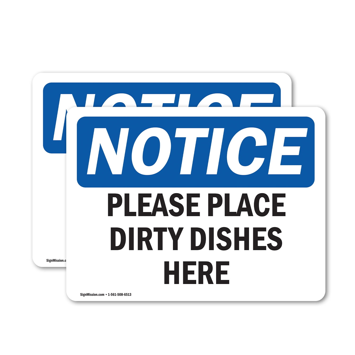 (2 Pack) Please Place Dirty Dishes Here OSHA Notice Sign 14 Inch X 10 ...