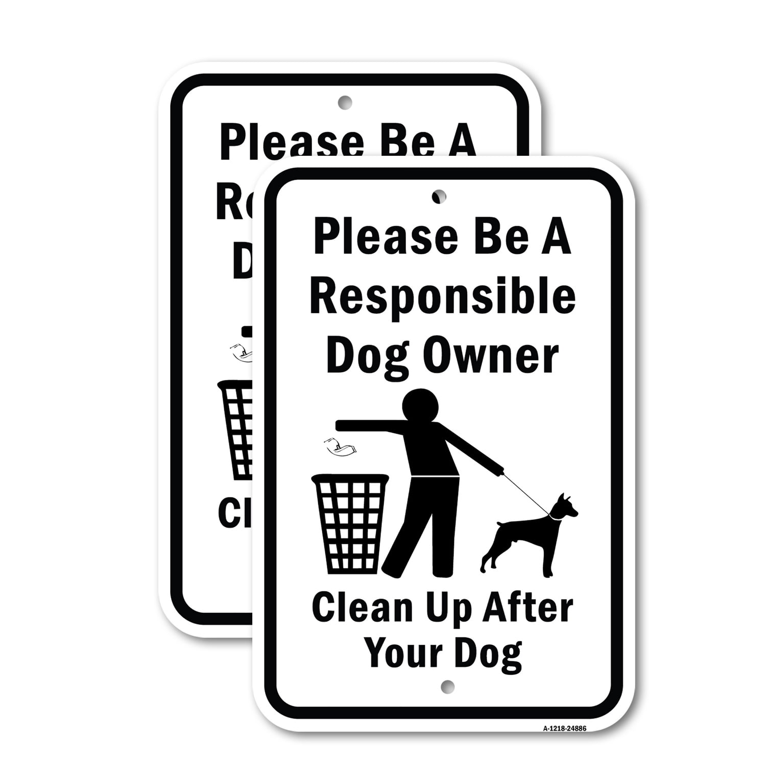 (2 Pack) Please Be A Responsible Dog Owner Clean Up After Y | 12" X 18 ...
