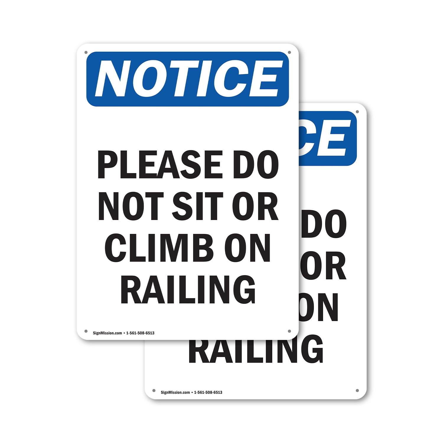 (2 Pack) Please Do Not Sit Or Climb On Railing OSHA Notice Sign 12 Inch ...