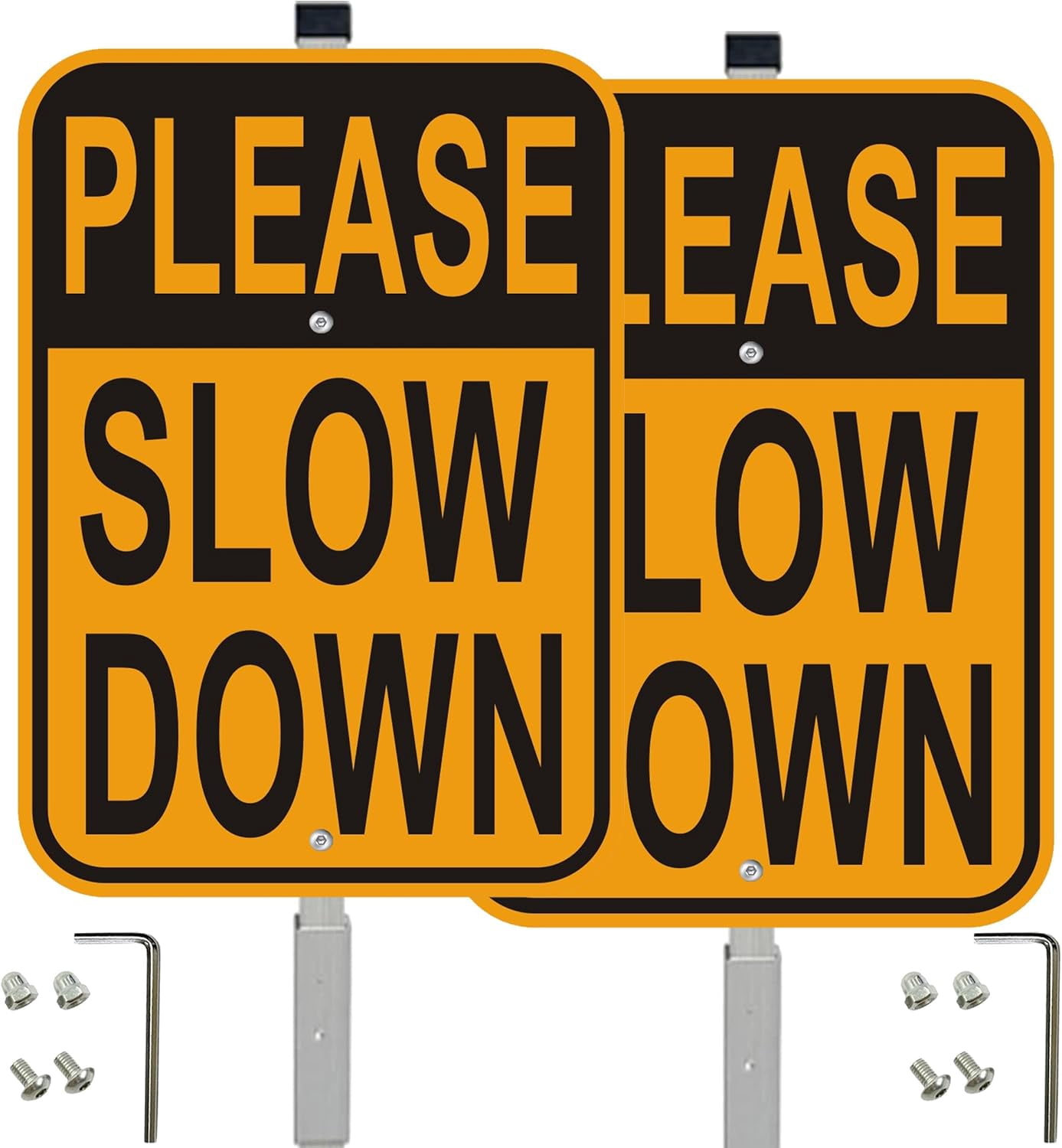 2 Pack Please Slow Down Yard Signs, with 36-inch Metal Stakes, 14"x10 ...