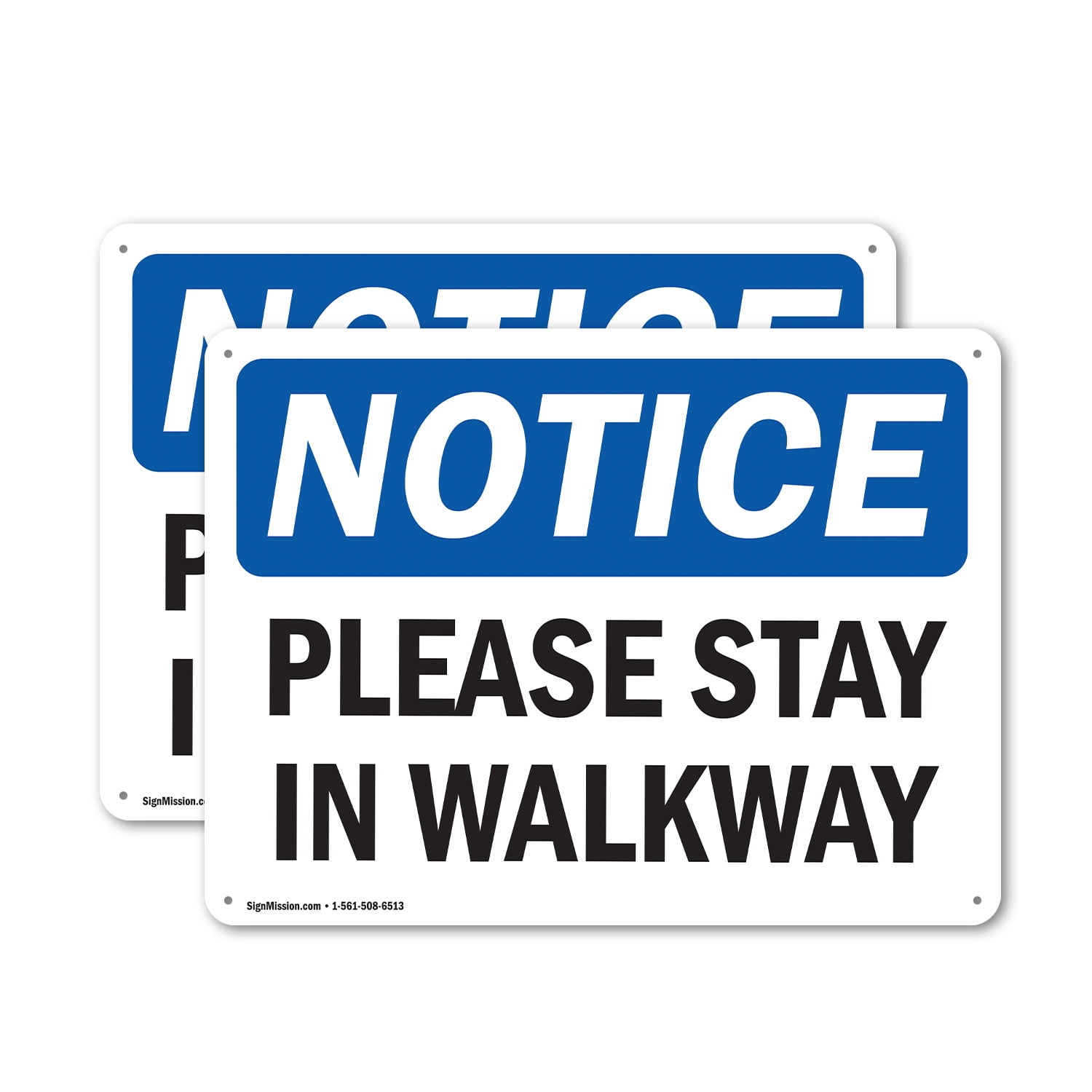 (2 Pack) Please Stay In Walkway OSHA Notice Sign 24 Inch X 18 Inch ...