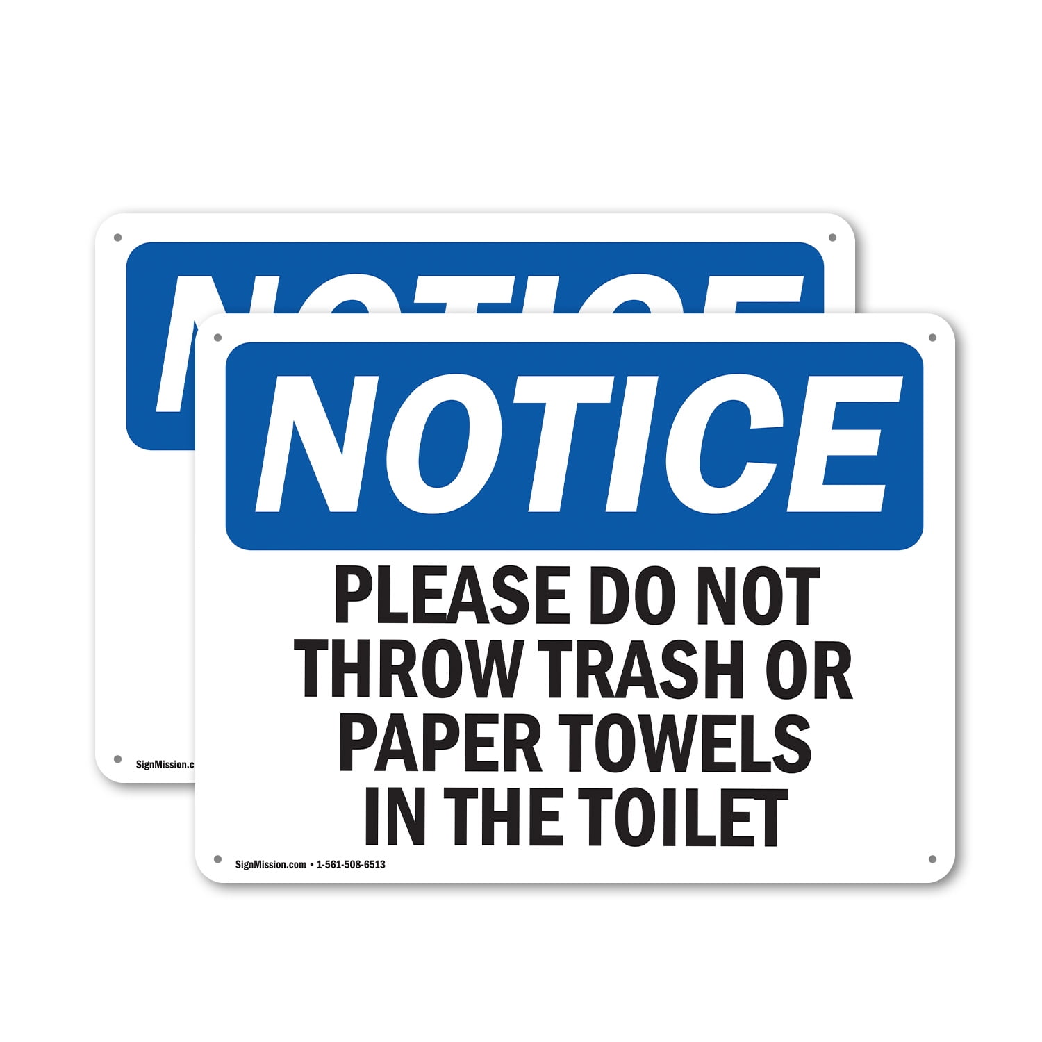 (2 Pack) Please Do Not Throw Trash Or Paper Towels OSHA Notice Sign 10 ...